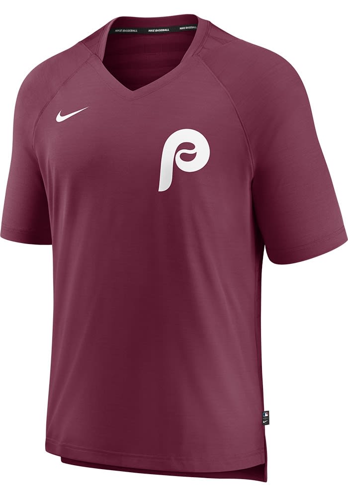 Nike Philadelphia Phillies MAROON Pregame Short Sleeve T Shirt - 17328875