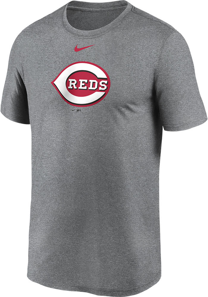Nike Cincinnati Reds HEATHERGREY Large Logo Short Sleeve T Shirt - 17329060