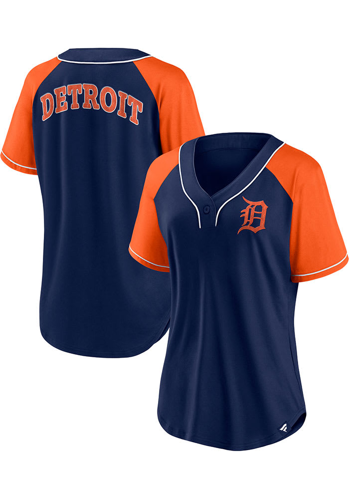 Detroit Tigers Womens NAVY Diva Fashion Baseball Jersey - 17329292