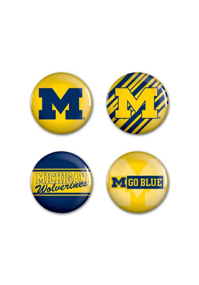 Michigan Wolverines YELLOW 4 Pack Round Button - 5711921