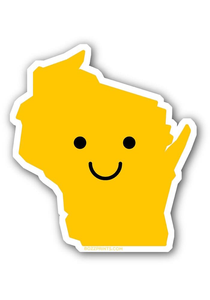Wisconsin Souvenir | Wisconsin Stickers YELLOW Smiley Face - 1770316