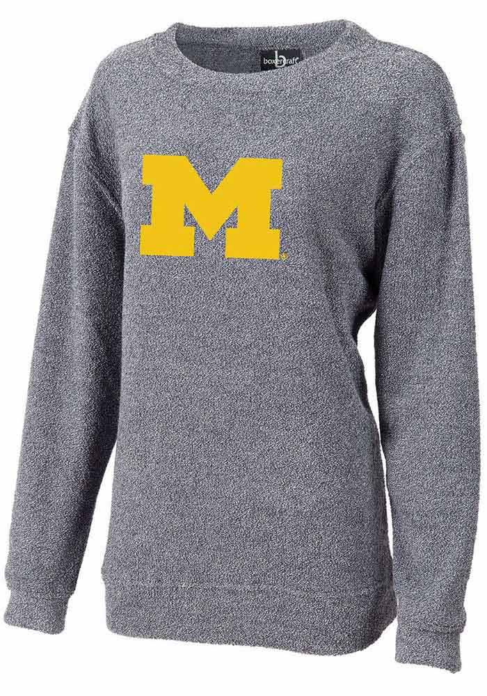 Michigan Wolverines Womens BLUE Cozy Long Sleeve Crew Sweatshirt - 17770257
