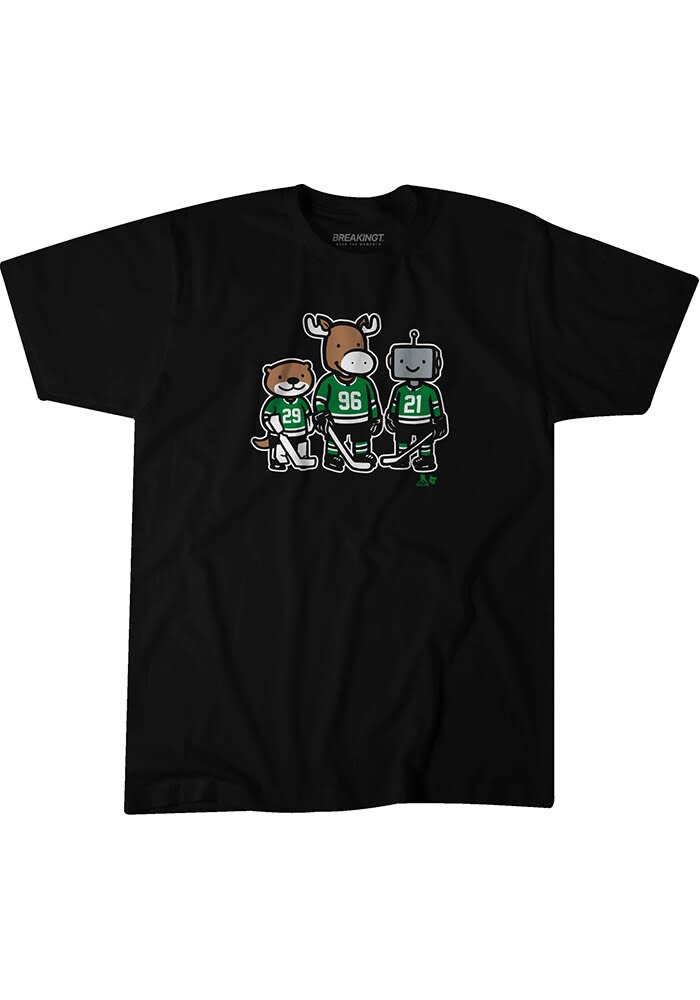 Jake Oettinger Dallas Stars BLACK Otter, Moose and Robo Short Sleeve ...