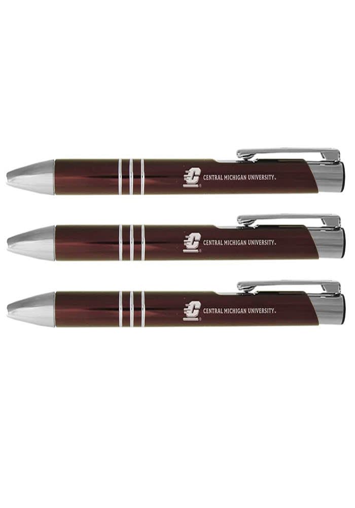 Central Michigan Chippewas BURGUNDY 3 Pack Ball Point Pen - 40140112