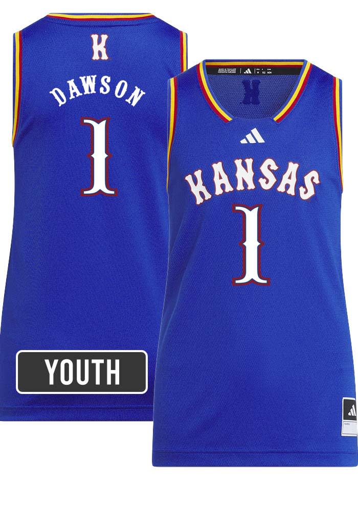 Kansas Jayhawks Jayden Dawson Youth ROYAL NIL Name And Number ...