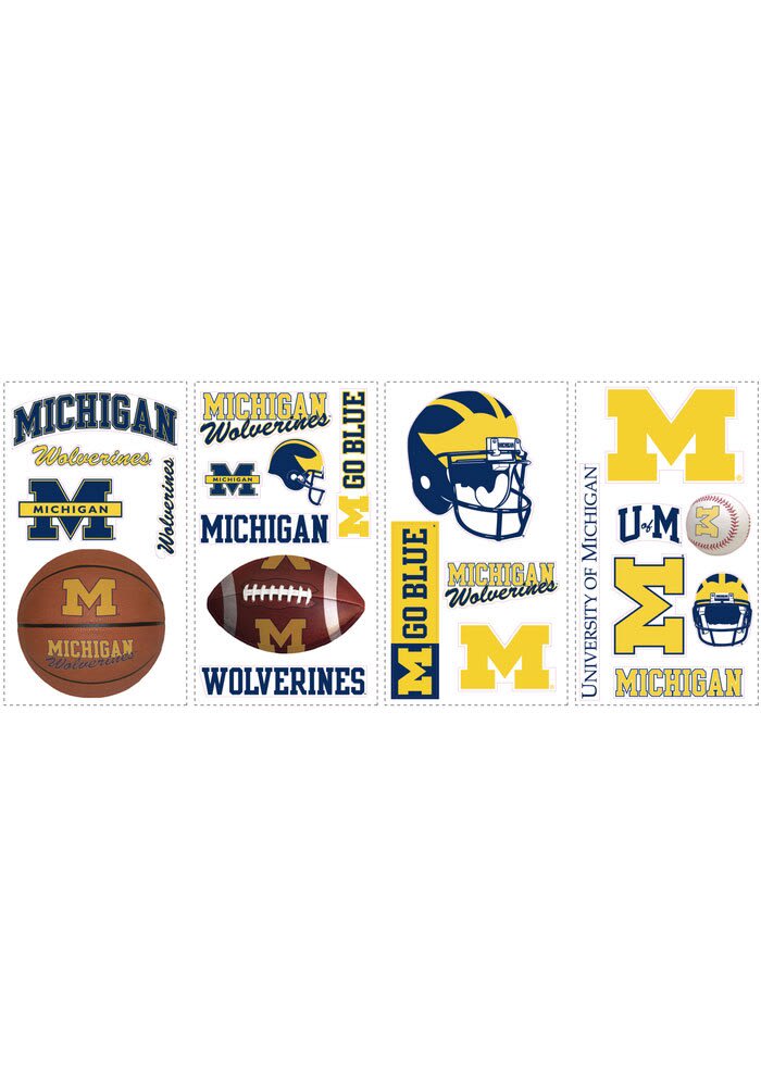 Michigan Wolverines YELLOW 23 Piece Set Wall Decal