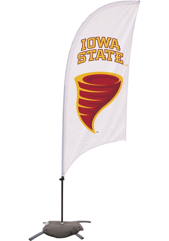 Iowa State Cyclones WHITE 7.5 Foot Cross Base Tall Team Flag - 1820111