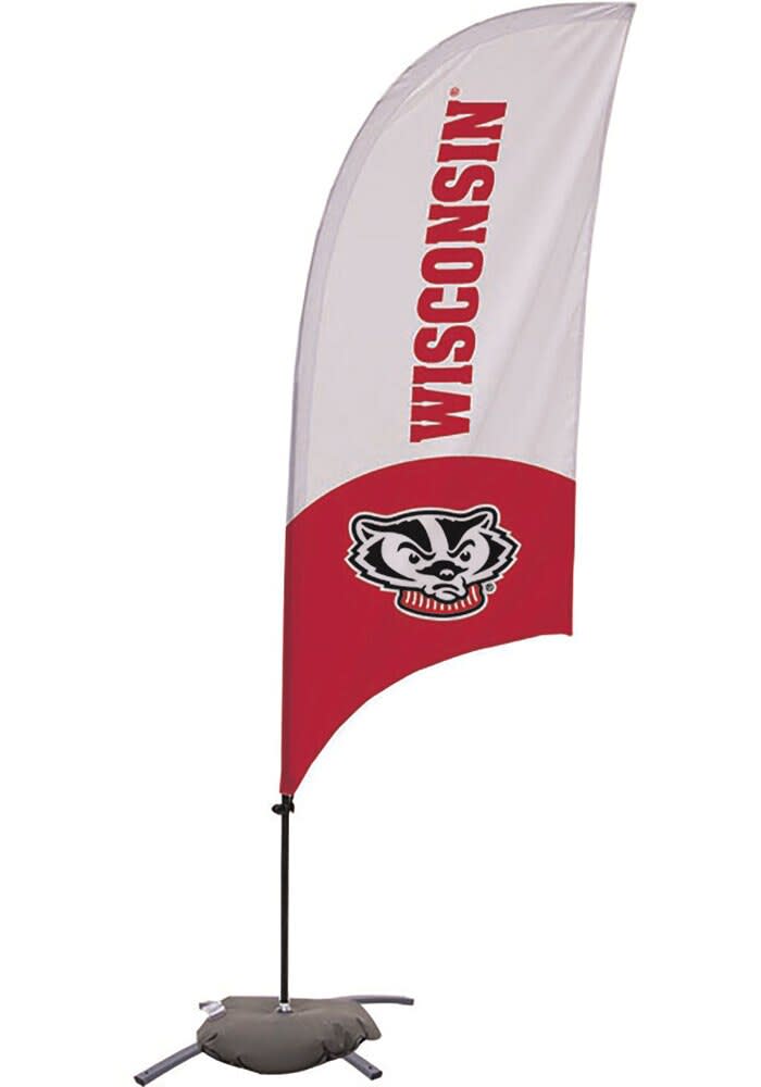 Wisconsin Badgers WHITE 7.5 Foot Cross Base Tall Team Flag - 1820122