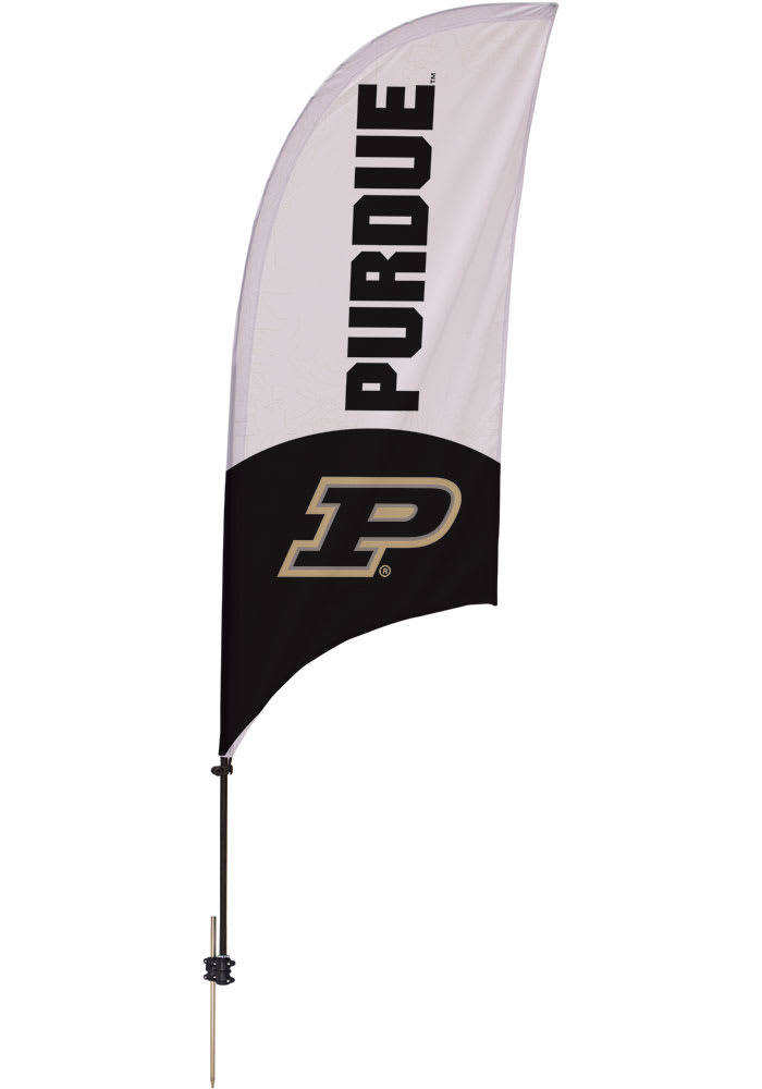 Purdue Boilermakers WHITE 7.5 Foot Spike Base Tall Team Flag - 1820154