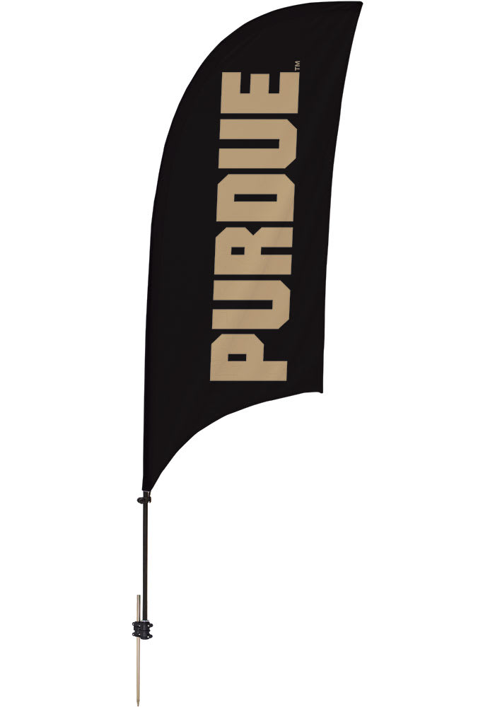 Purdue Boilermakers BLACK 7.5 Foot Spike Base Tall Team Flag - 1820155