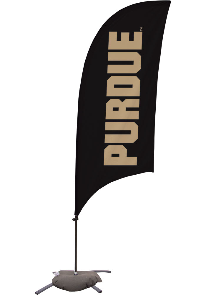 Purdue Boilermakers BLACK 7.5 Foot Cross Base Tall Team Flag - 1820166