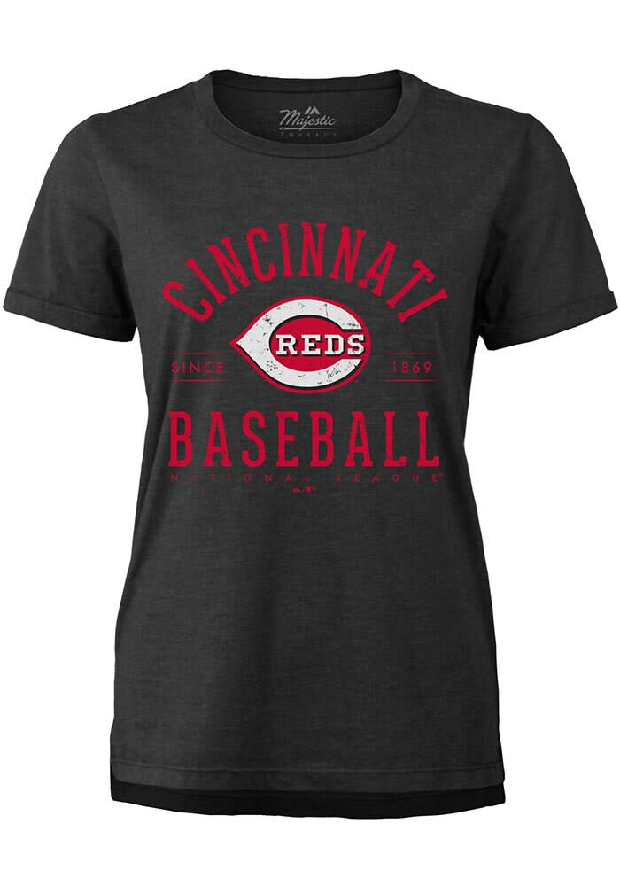 Cincinnati Reds Womens BLACK Script Boyfriend T-Shirt - 18241366