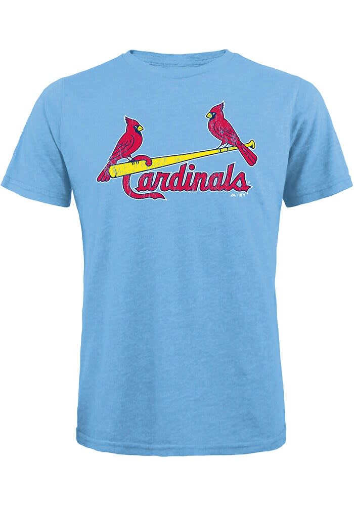 St Louis Cardinals LIGHT BLUE Wordmark Short Sleeve Fashion T Shirt ...