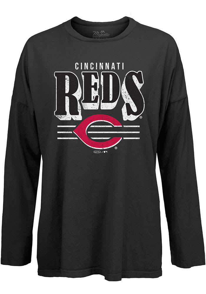 Cincinnati Reds BLACK Bernard Long Sleeve LS Tee - 18241950