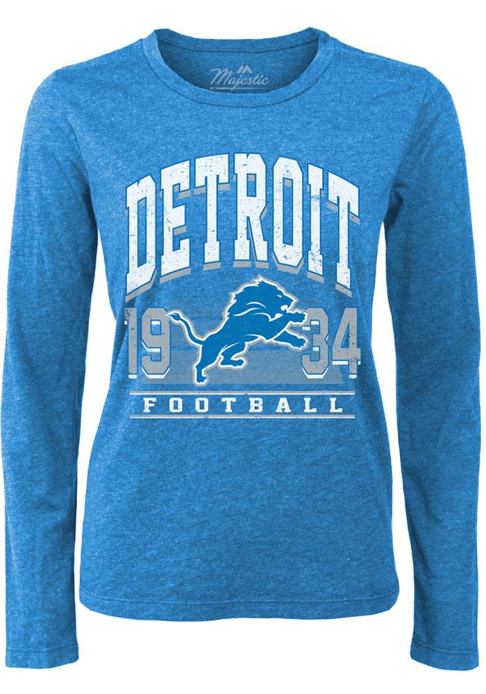 Detroit Lions LIONSBLUE Script Boyfriend Long Sleeve LS Tee - 18243609