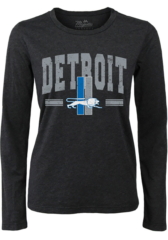 Detroit Lions BLACK Chalk Stripe Long Sleeve LS Tee - 18243672