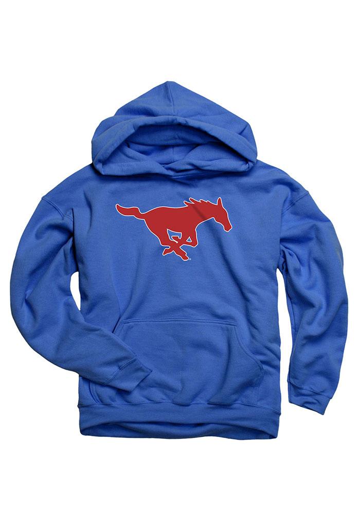 SMU Mustangs Youth ROYAL Mascot Long Sleeve Hoodie - 22870001