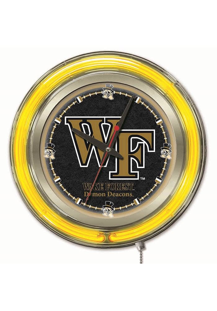 Wake Forest Demon Deacons SILVERGREY Double Neon Wall Clock - 1860063