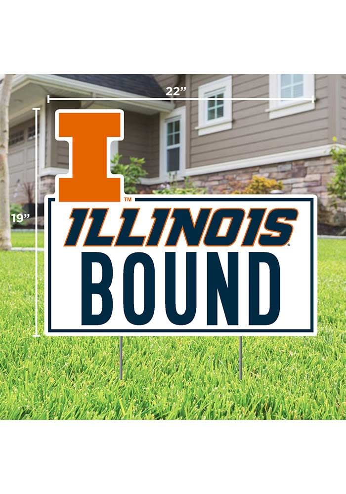 Illinois Fighting Illini White School Bound Yard Sign - 18824796