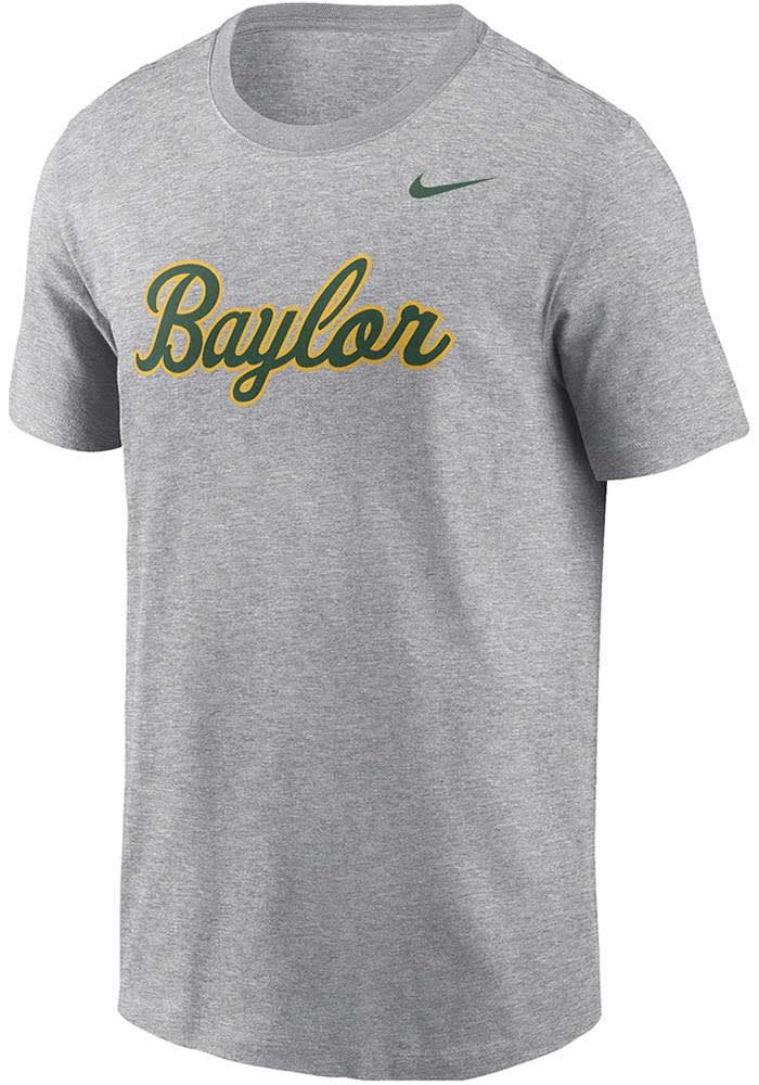 Nike Baylor Bears HEATHER GREY Wordmark Script Short Sleeve T Shirt ...