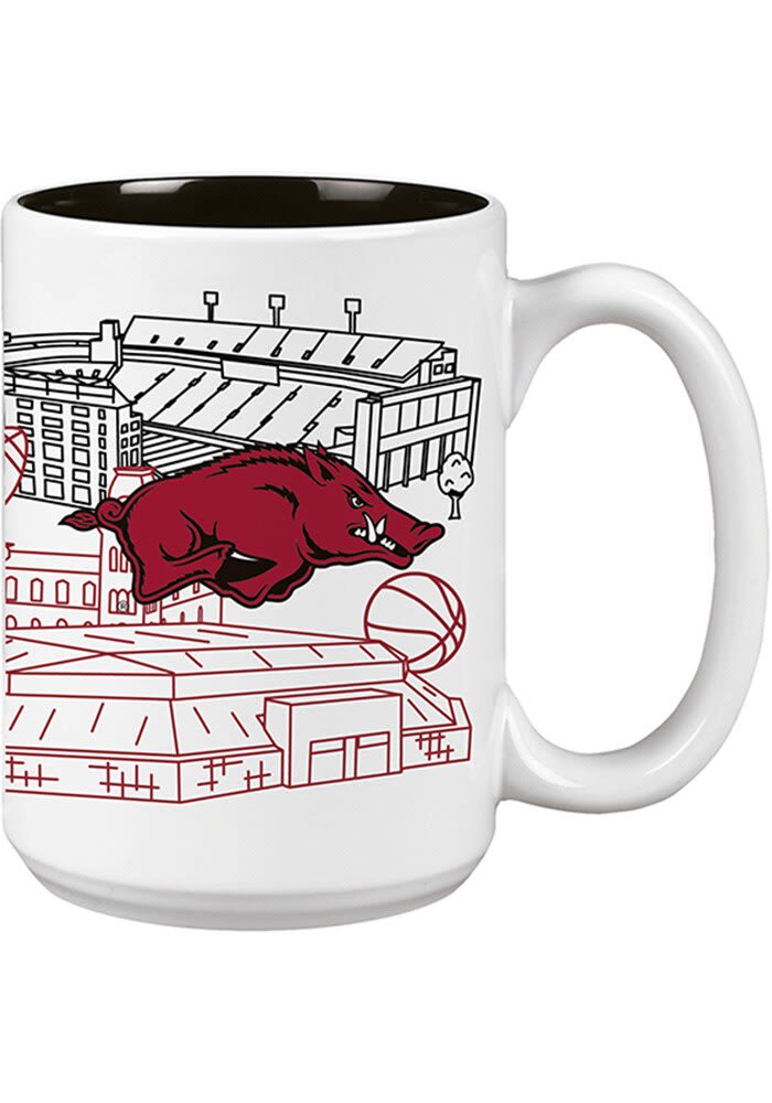 Arkansas Razorbacks White 15oz Campus Line Art Ceramic Mug - 18935888