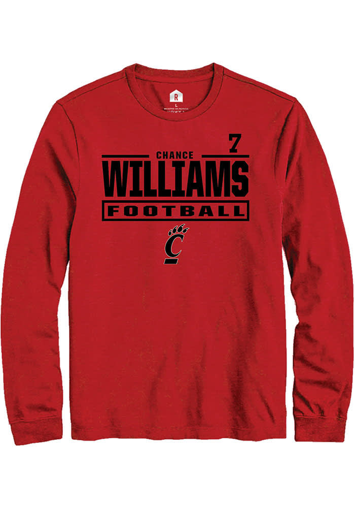 Chance Williams Mens Red Cincinnati Bearcats Football NIL Stacked Box ...
