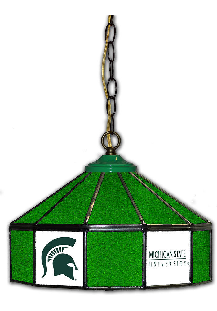 Michigan State Spartans GREEN 14 Inch Stained Glass Pub Lamp - 1931223