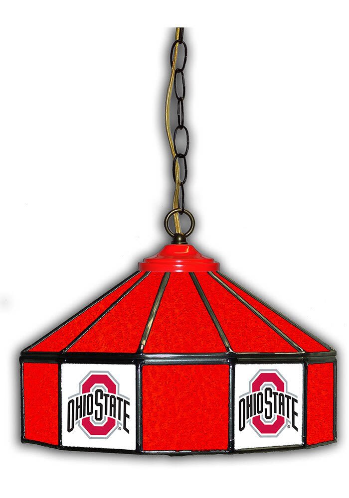 Ohio State Buckeyes RED 14 Inch Stained Glass Pub Lamp