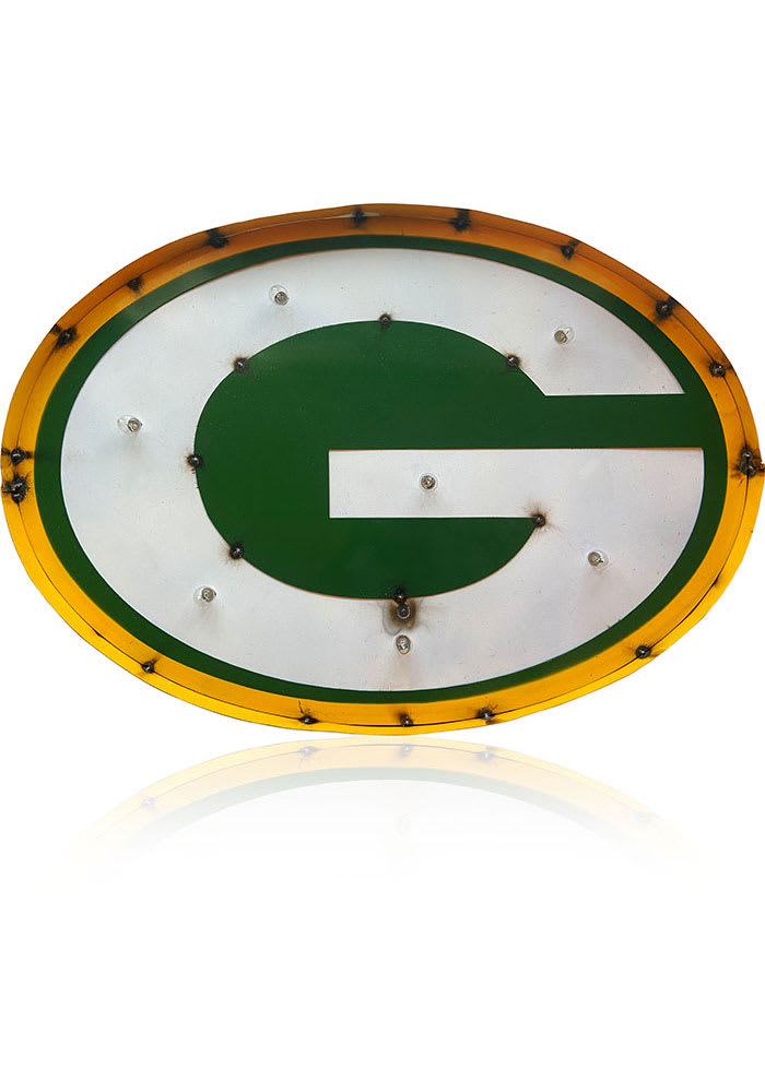 Green Bay Packers GREEN Recycled Metal Logo Marquee Sign - 1932150