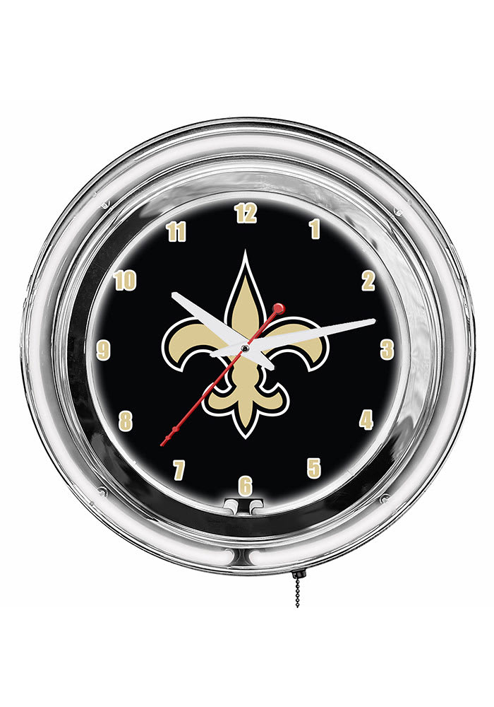 New Orleans Saints 18 Inch Neon Wall Clock - BLACK