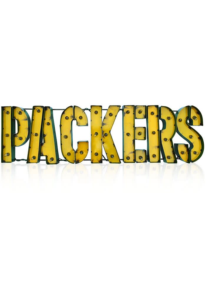 Green Bay Packers GREEN Recycled Metal Marquee Sign - 1932361
