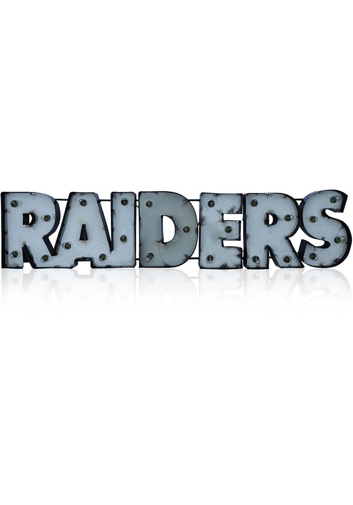 Las Vegas Raiders SILVER Recycled Metal Marquee Sign - 1932365