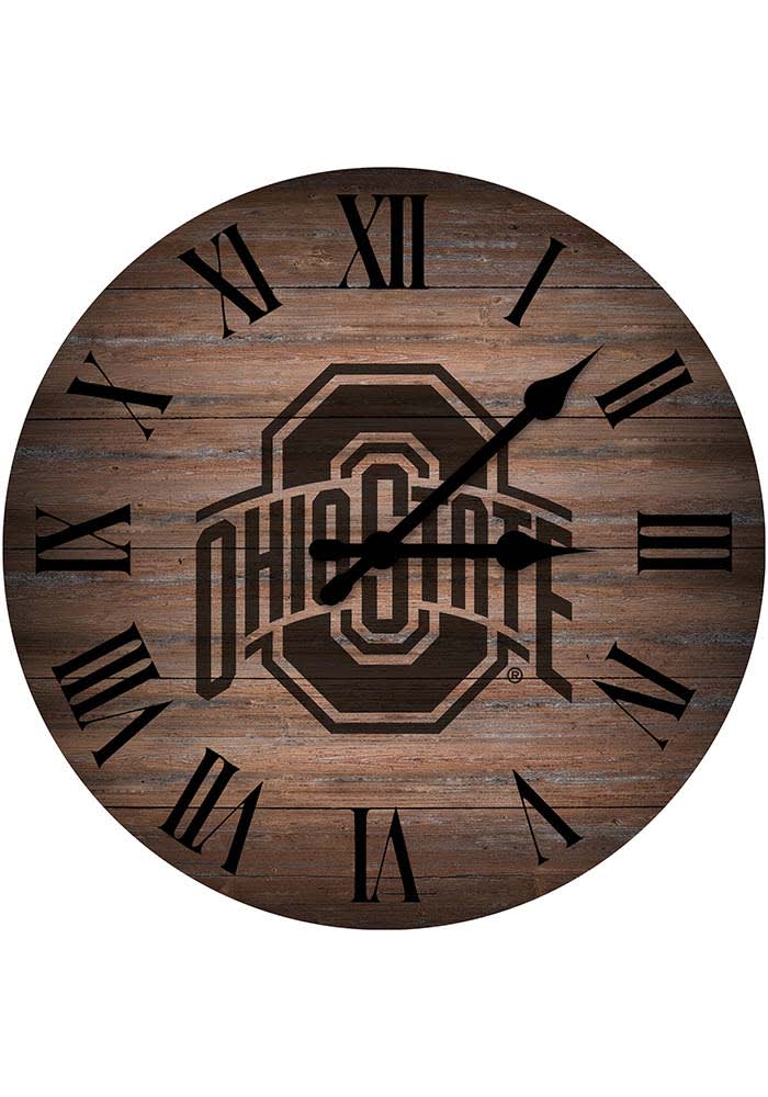 Ohio State Buckeyes Rustic 16in Wall Clock - RED