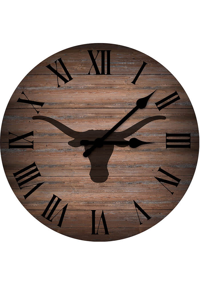 Texas Longhorns BURNTORANGE Rustic 16in Wall Clock - 1933229