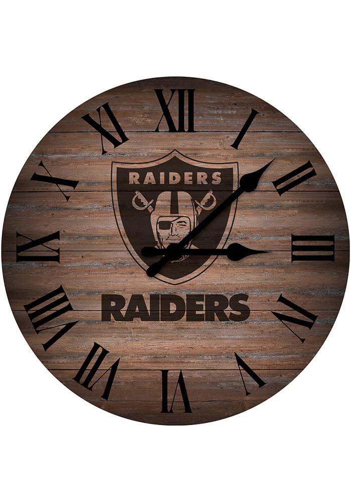 Las Vegas Raiders BLACK Rustic 16in Wall Clock - 1933290