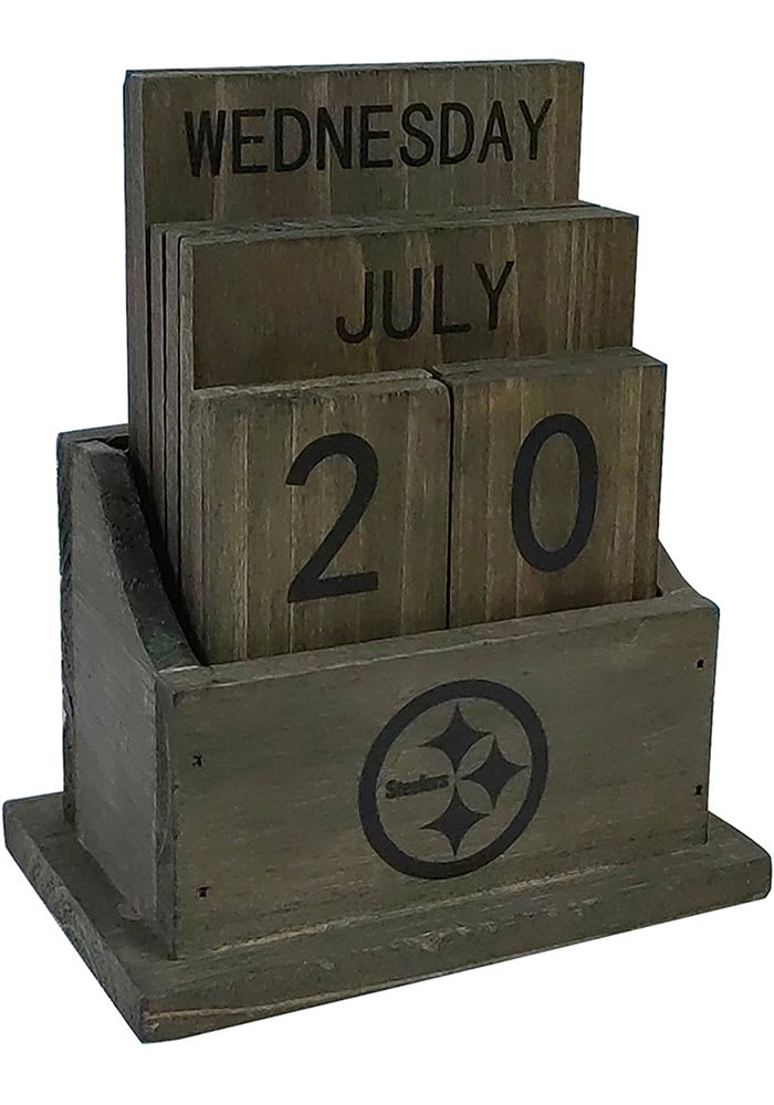 Pittsburgh Steelers Wood Block Desk Calendar - BLACK