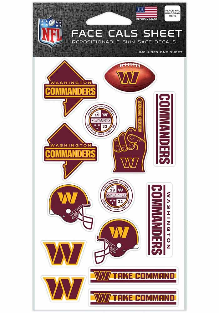 Washington Commanders BURGUNDY 4x7 Face Cals Tattoo - 194412810
