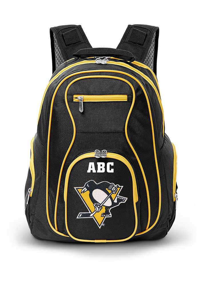 Pittsburgh Penguins BLACK Personalized Monogram Premium Color Trim Backpack