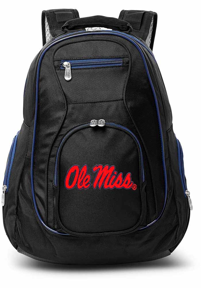 Ole Miss Rebels BLACK 19 Laptop Blue Trim Backpack - 19640464