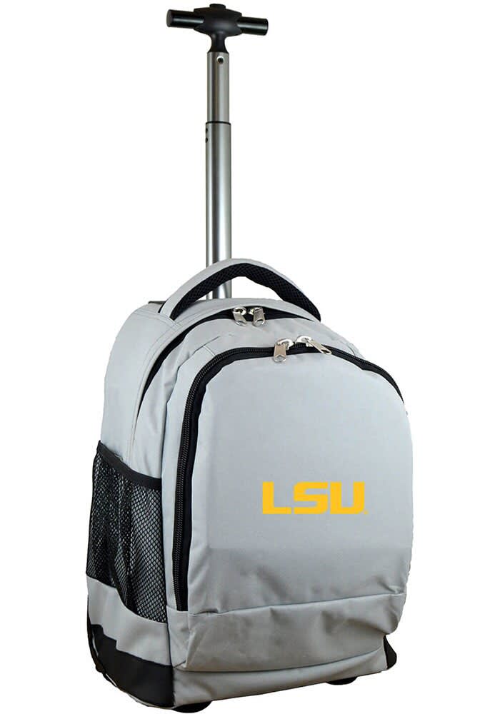LSU Tigers GRAY Wheeled Premium Backpack - 19643967