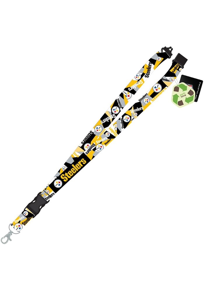 Mojo Pittsburgh Steelers BLACK Sustainable Shattered Design Lanyard ...
