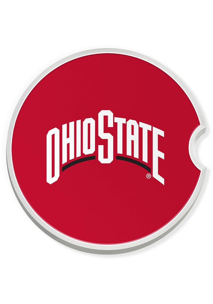 White Ohio State Buckeyes Wordmark Set of 2 Car Coaster - 19703482