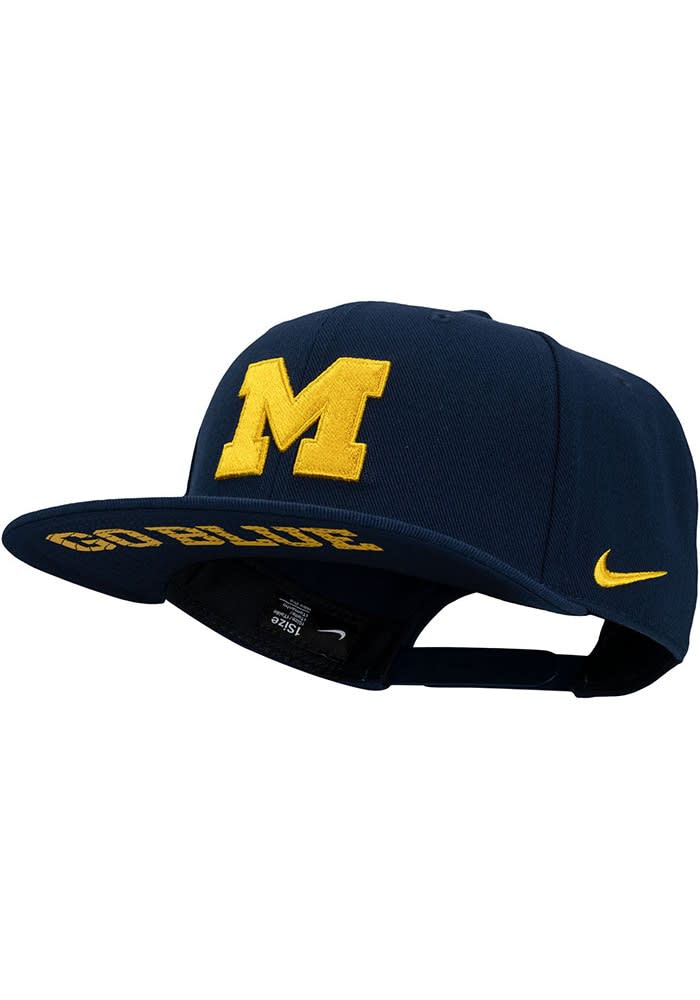 Michigan Wolverines Nike BLUE Nike Pro Flatbill Classic Mens Snapback ...