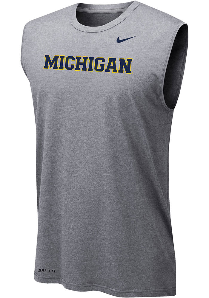 Nike Michigan Wolverines Mens Short Sleeve GREY HEATHER Legend Tank Top ...