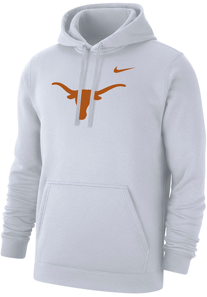 Nike Texas Longhorns Mens Club Fleece Primary Logo Hoodie - WHITE