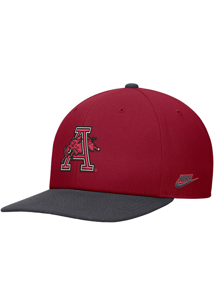 Arkansas Razorbacks Nike CRIMSON Colorblock Pro Flat Bill Snapback Hat ...