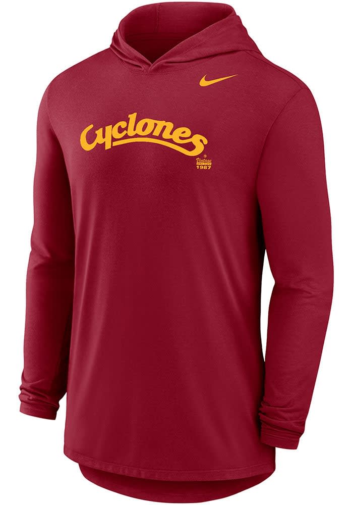 Nike Iowa State Cyclones Mens CARDINAL Vintage Wordmark Dri-FIT Hoodie ...