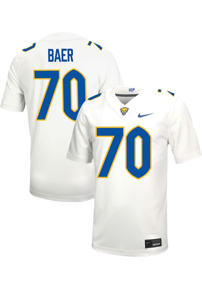 Ryan Baer Mens White Pitt Panthers NIL Game Name And Number Football Jersey