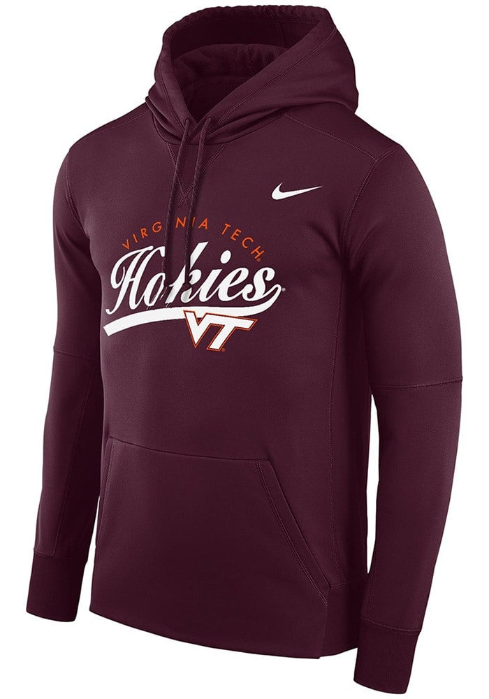 Virginia Tech Hokies Mens Nike MAROON Arch Script Therma Fleece Hood ...