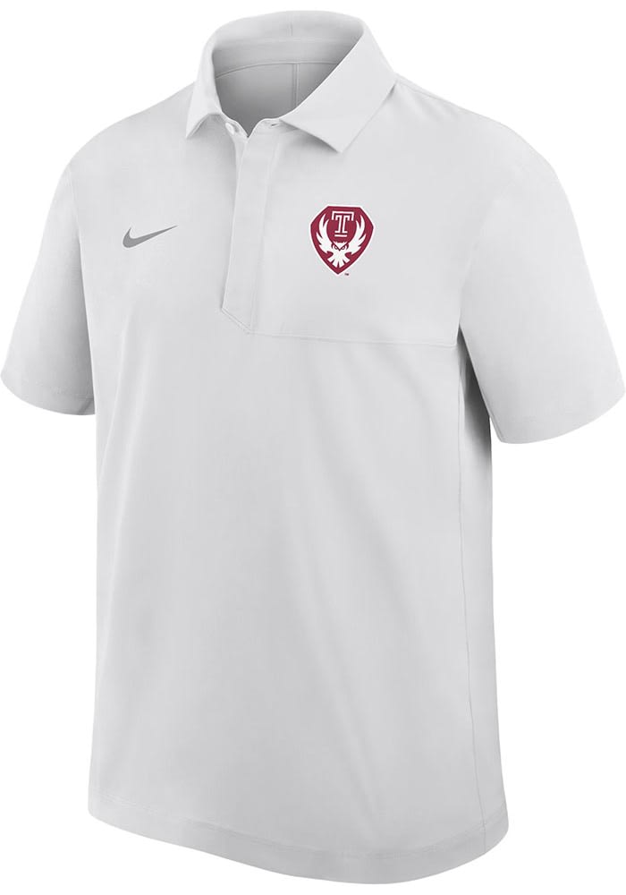 Nike Temple Owls Mens 0 Sideline Woven White Short Sleeve Polo - 198606370